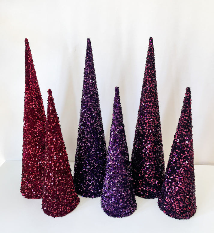 Burgundy and Purple Fabric Trees - Elegant Cone Trees | The Permanent ...