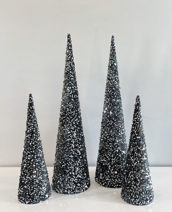 Silver Fabric Trees - Elegant Metallic Cone Trees | The Permanent Garden