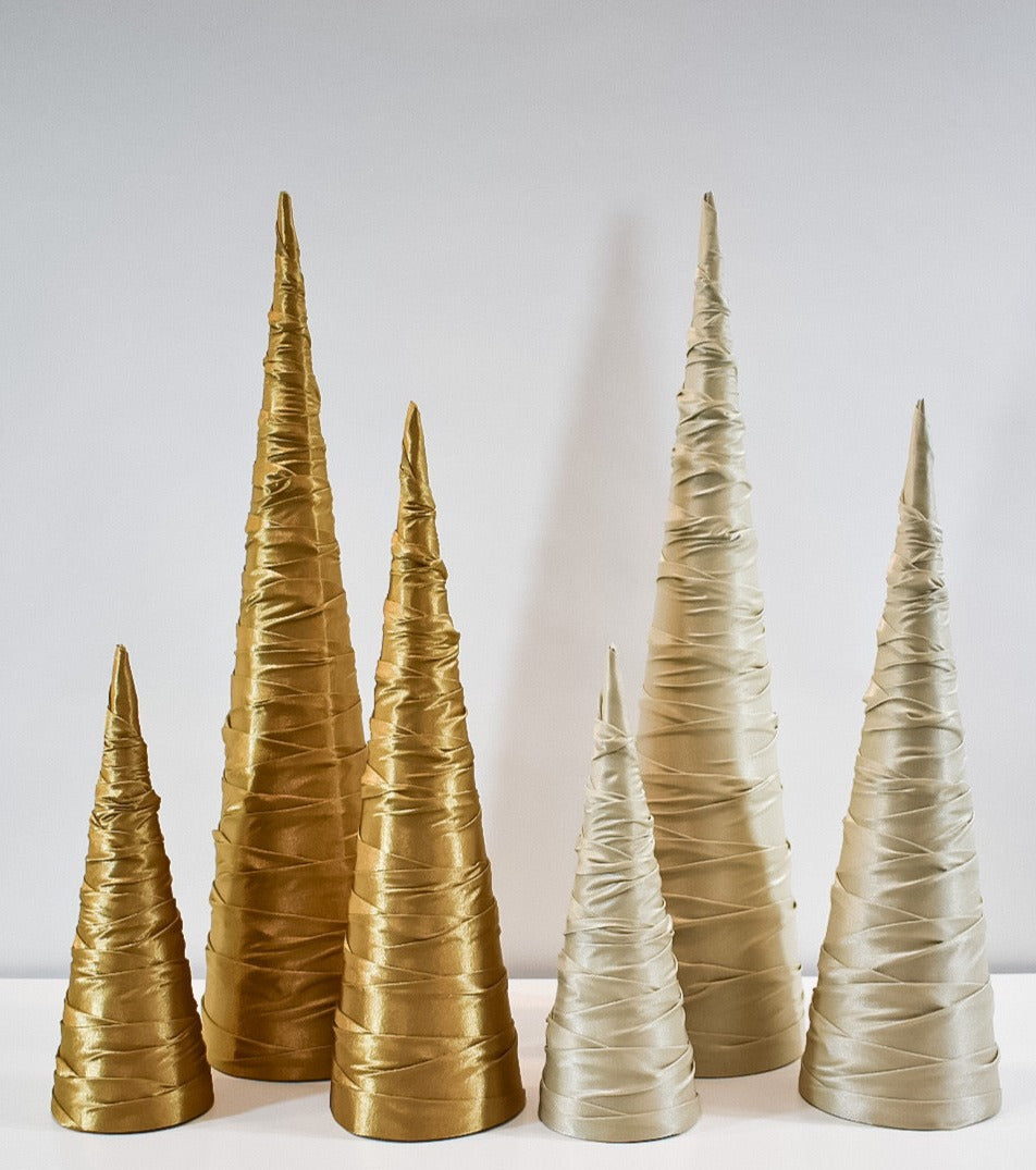 Gold Fabric Trees - Luxe Metallic Cone Trees | The Permanent Garden