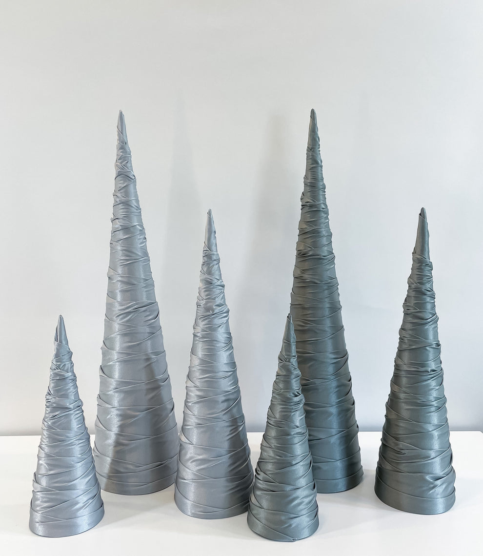 Silver Fabric Trees - Elegant Metallic Cone Trees | The Permanent Garden
