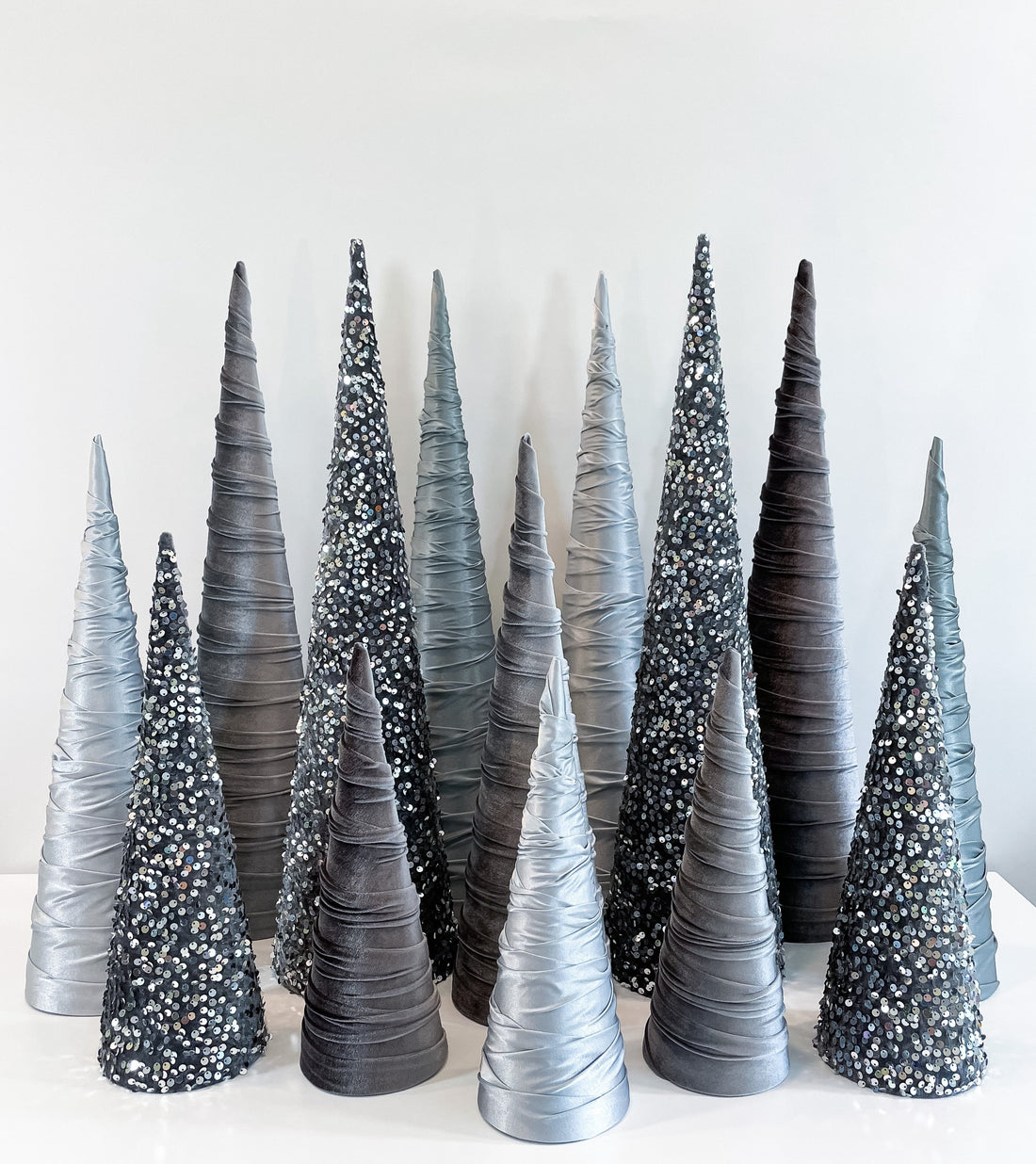 Silver Fabric Trees - Elegant Metallic Cone Trees | The Permanent Garden