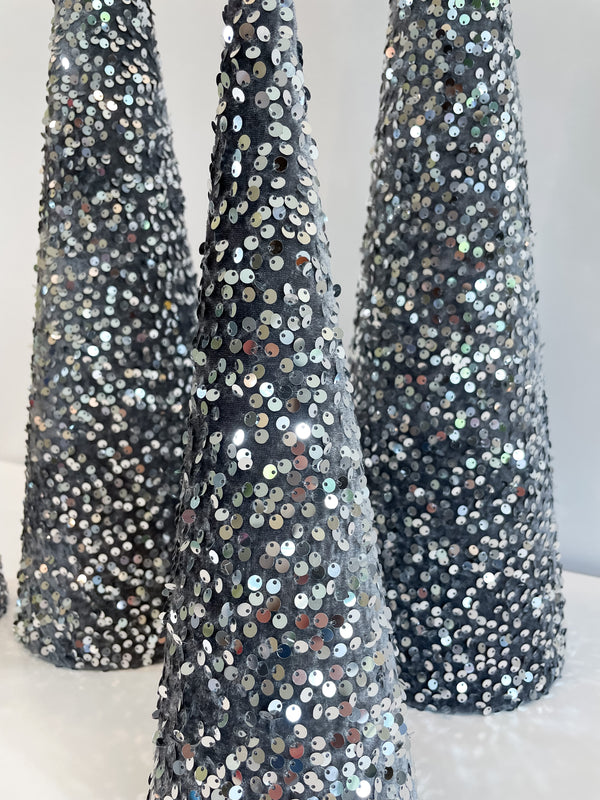 Silver Fabric Trees - Elegant Metallic Cone Trees | The Permanent Garden
